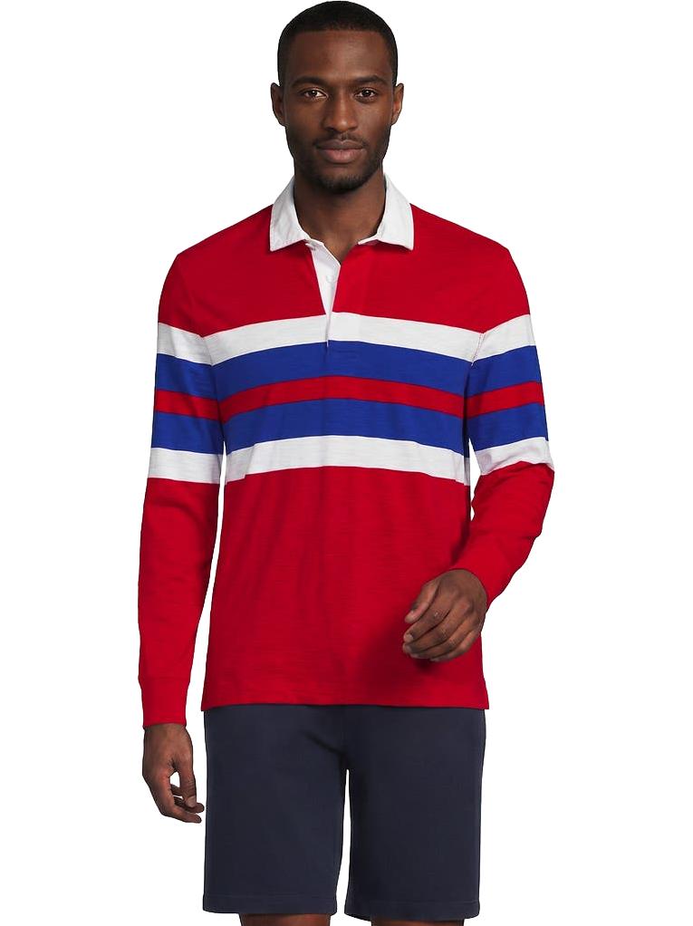 LANDS' END long sleeve textured rugby polo